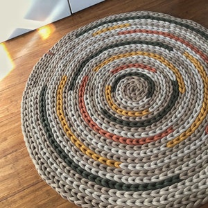 Boho Style Carpet to Warm up the Living Room or Bedroom, Round Rug in ...