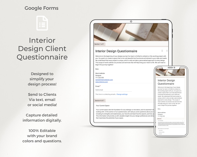 Interior Design Client Questionnaire | Google Forms | Client Intake ...