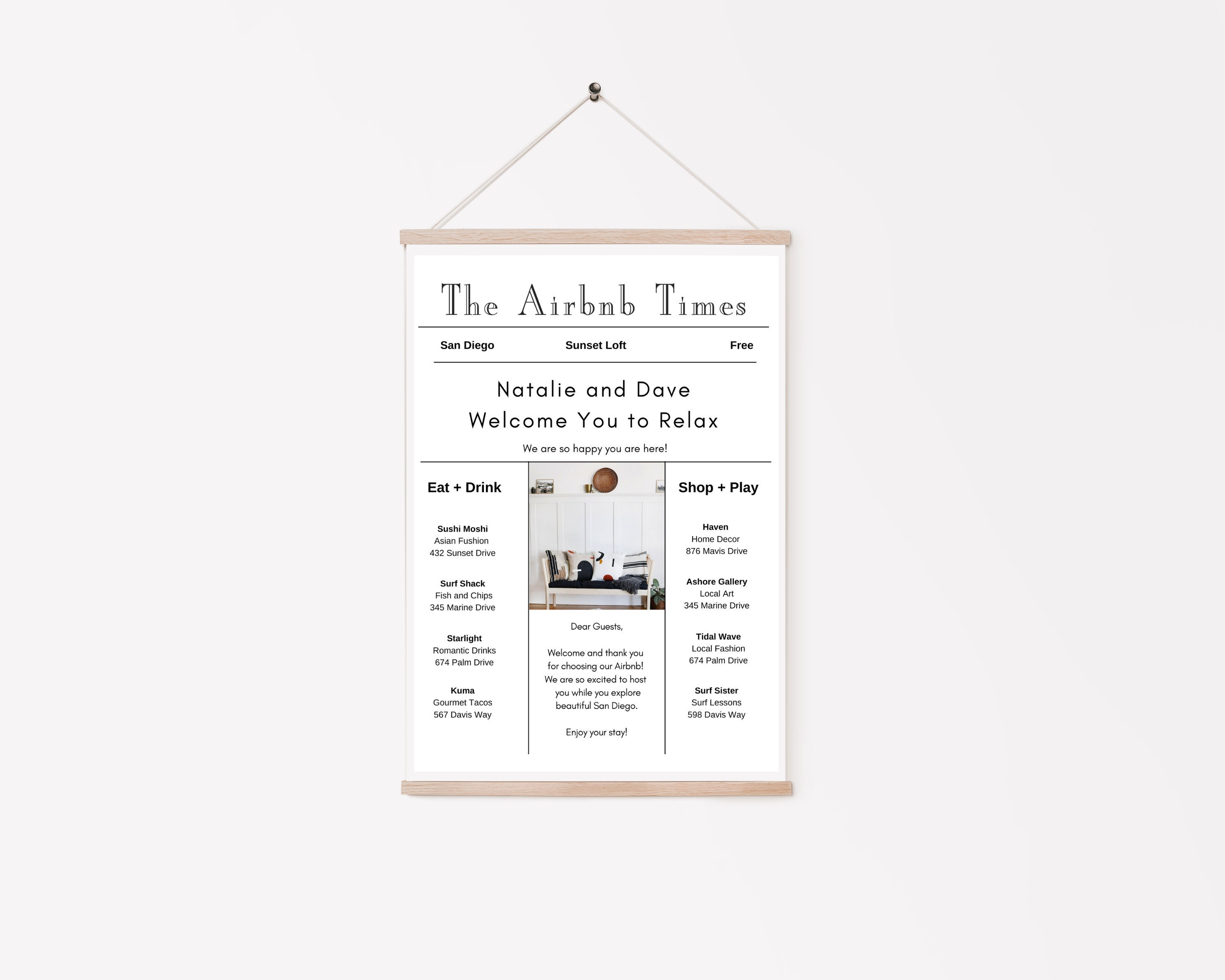 Airbnb Poster Template Canva Airbnb Newspaper Airbnb Welcome Welcome ...