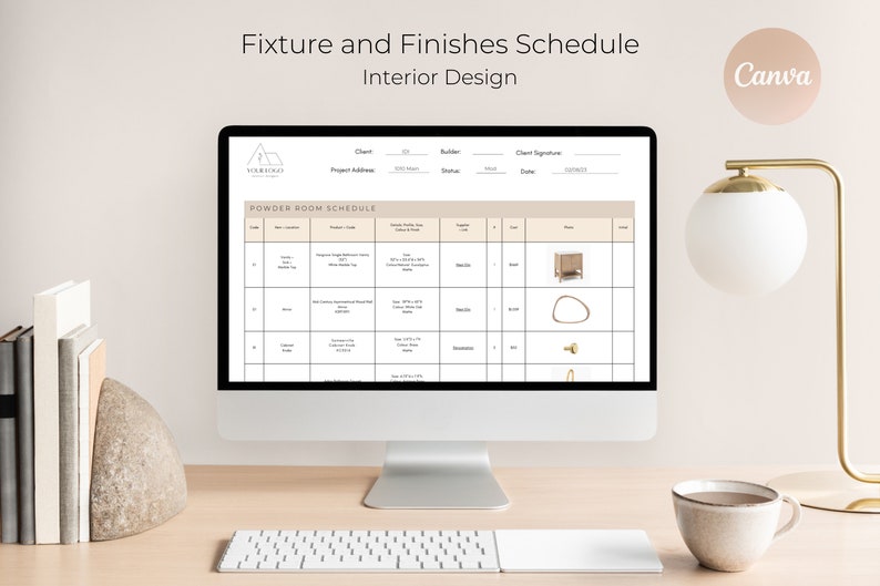 Fixture and Finishes Schedule Canva Interior Design - Etsy