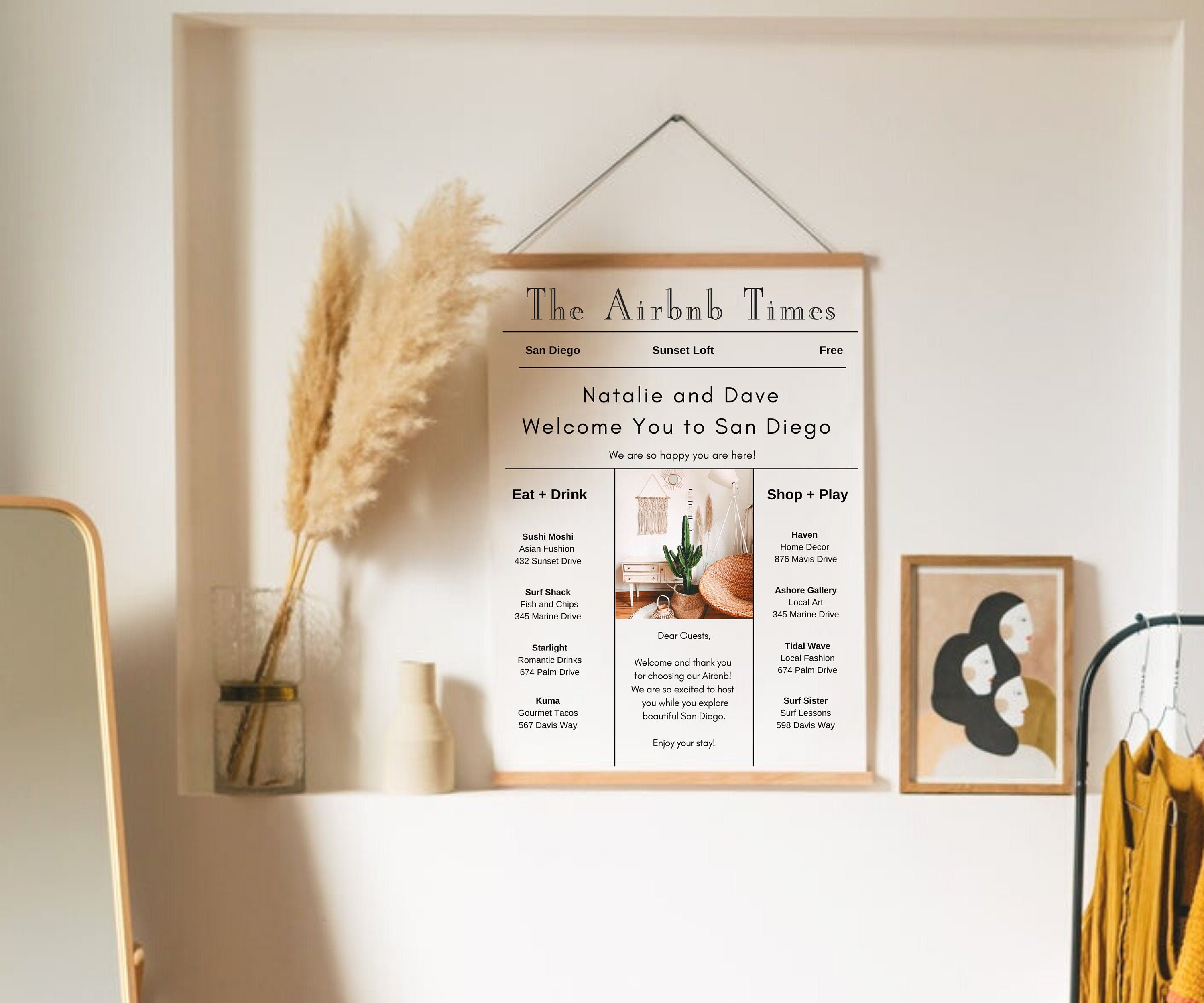 Airbnb Poster Template Canva Airbnb Newspaper Airbnb Welcome Welcome ...