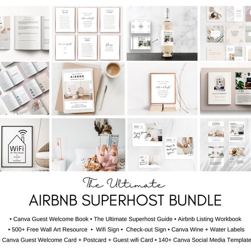 Airbnb Quick 2 Pages Welcome Guide Editable Canva Template | Etsy
