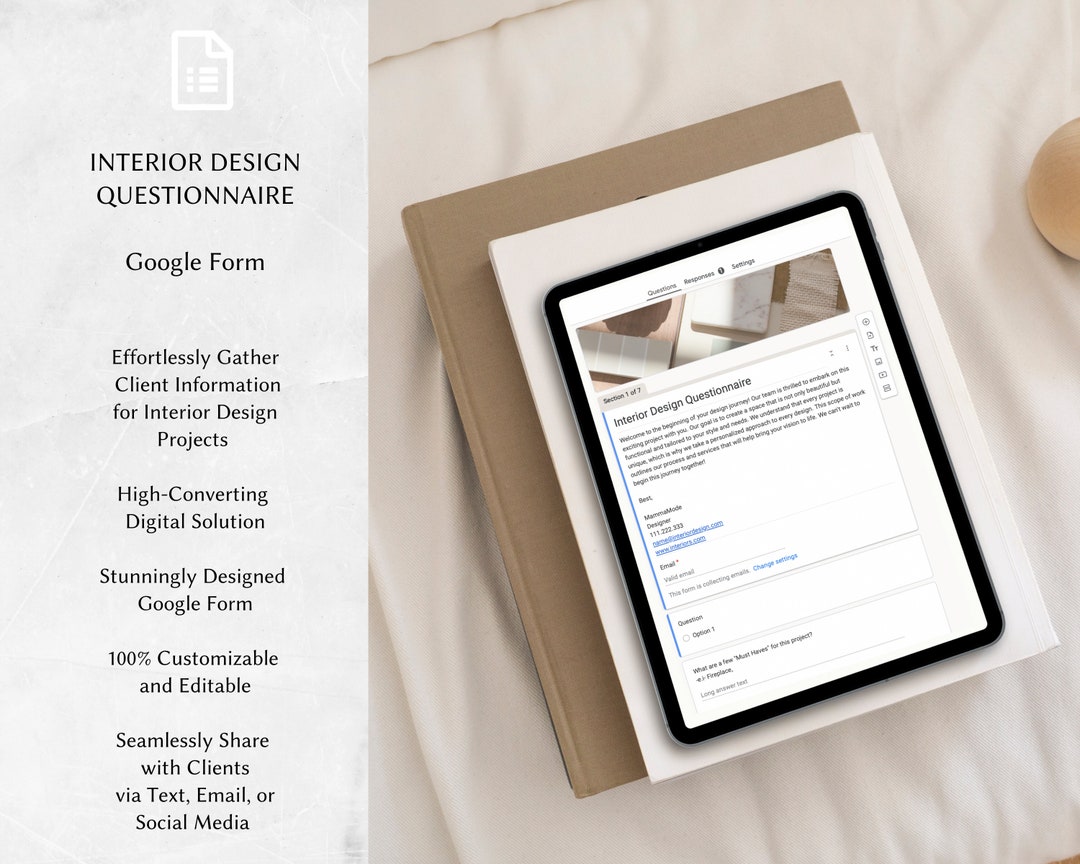 Interior Design Client Questionnaire: Google Forms Template (digital ...