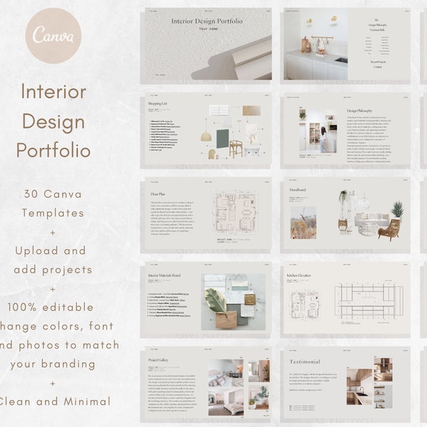 Canva Template Interior Design Portfolio - Etsy