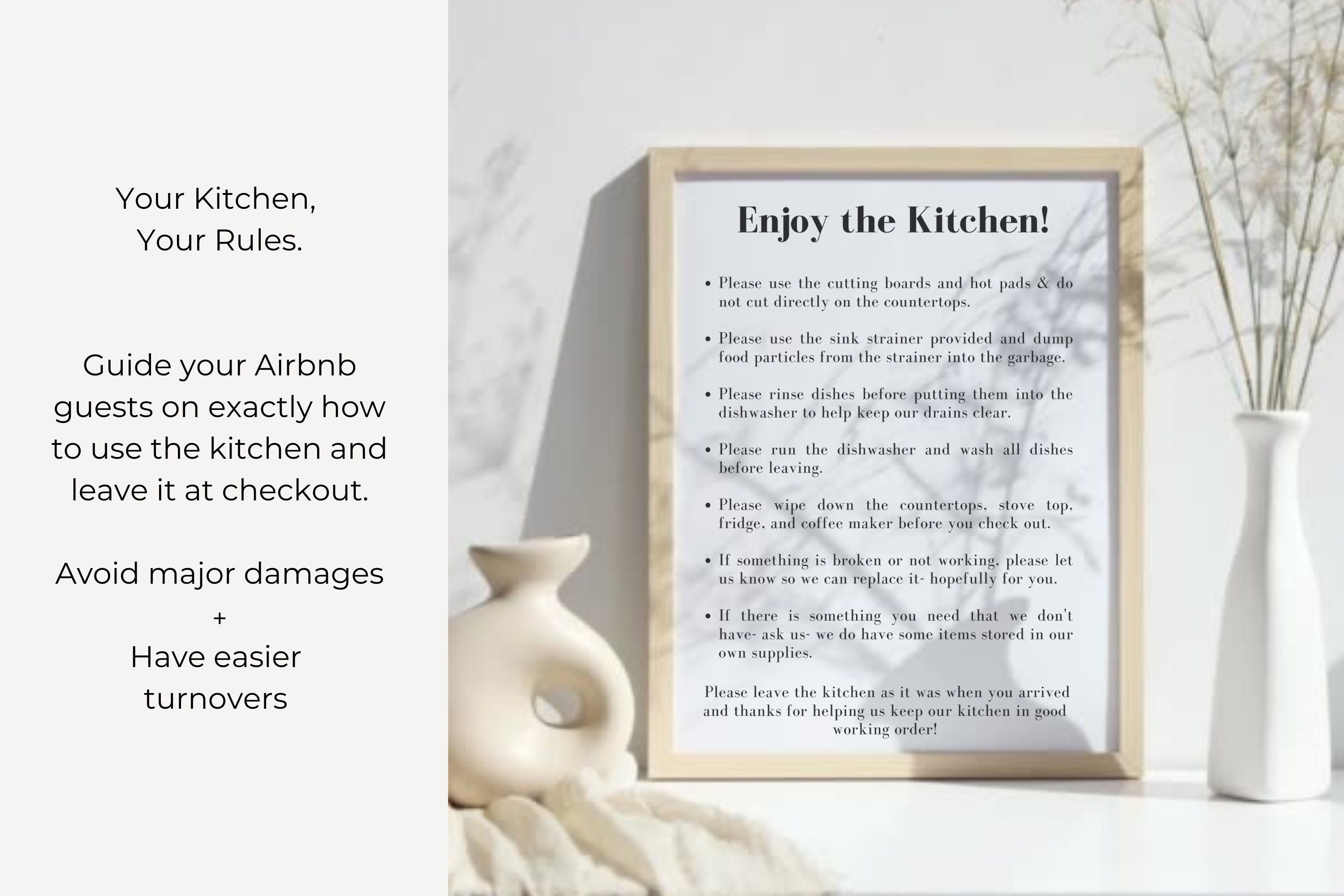 Airbnb Kitchen Template Canva Template Airbnb Kitchen Sign Vacation ...