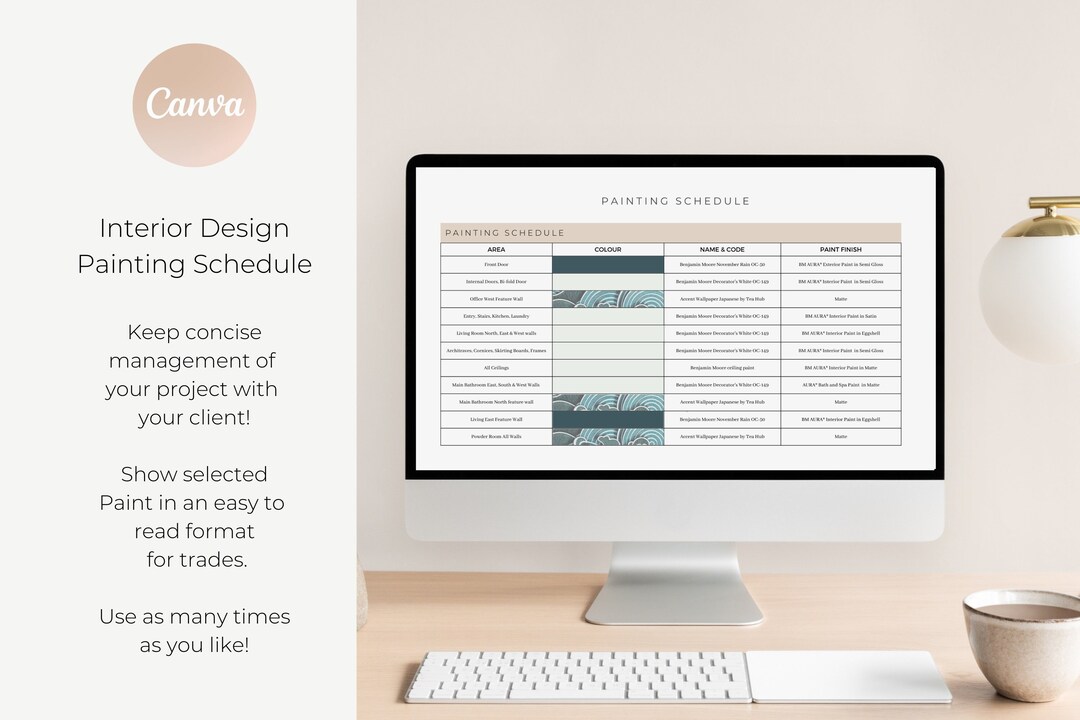 Interior Design Painting Schedule Template: Customizable Canva Mood ...