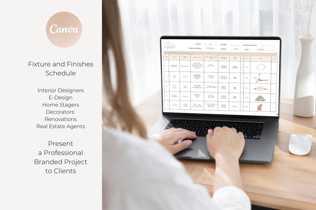 Interior Design Fixture Schedule Template: Canva Editable (2026) - Etsy