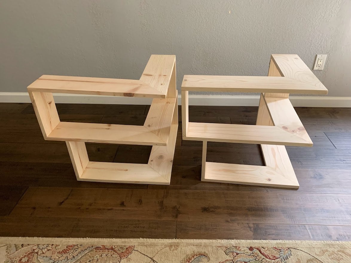 Set of 2 Large Custom Double Shelves Floating Wrap Around - Etsy