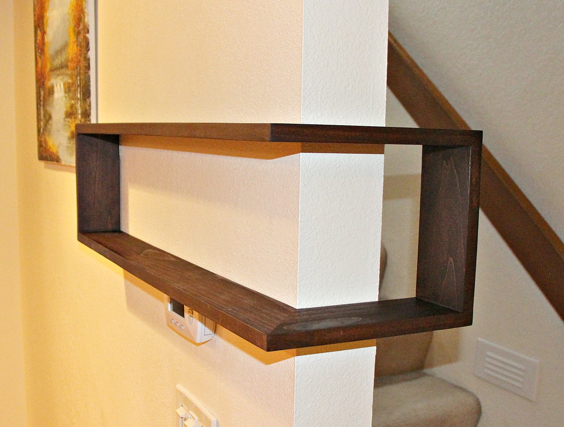 Floating Wrap Around Wall Shelves, Wall Mounted Mitred Corner Shelving ...