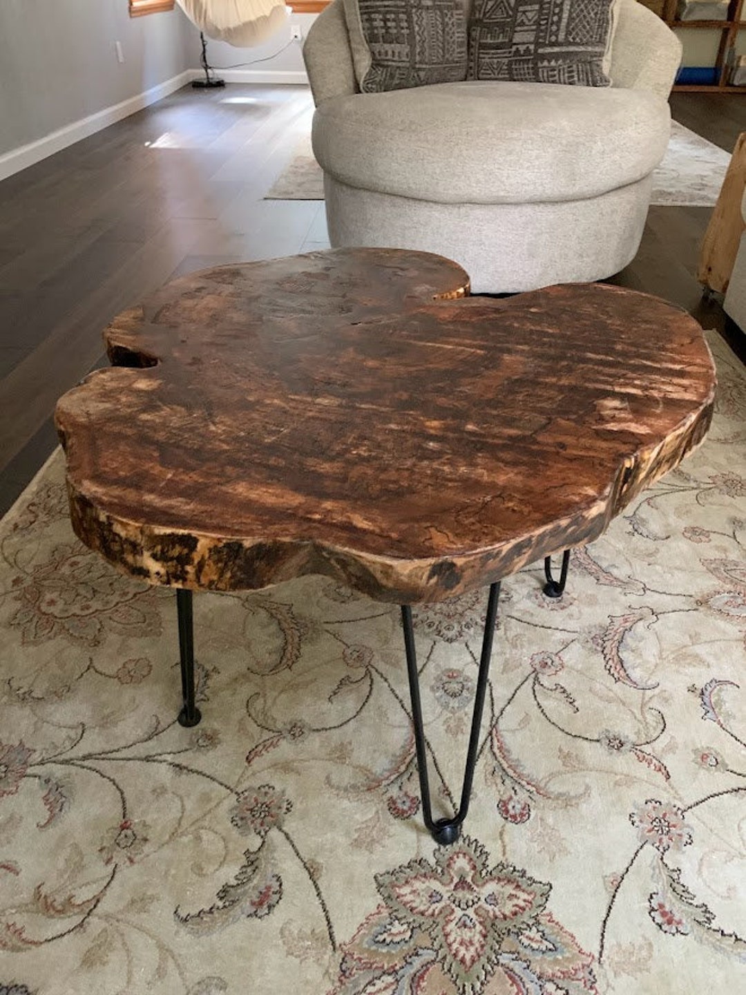 Black Maple Live Edge Round Small Coffee Table/end or Side Table! Black ...