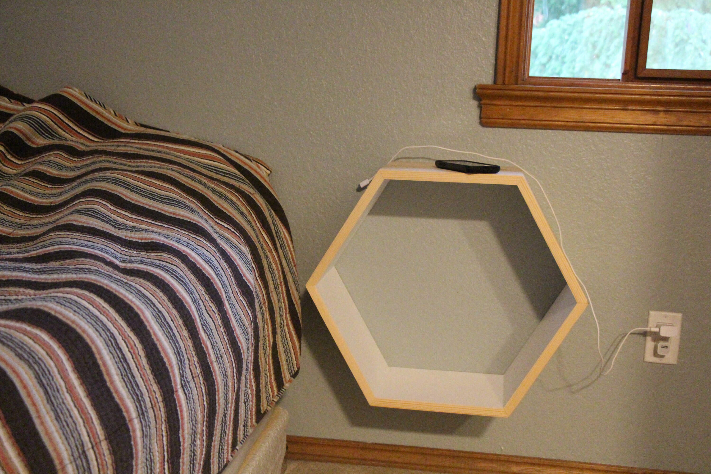 Nightstand, Large Hexagon Shelves With Two Colors, Honeycomb Shelf ...