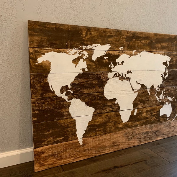 Wood World Map - Etsy