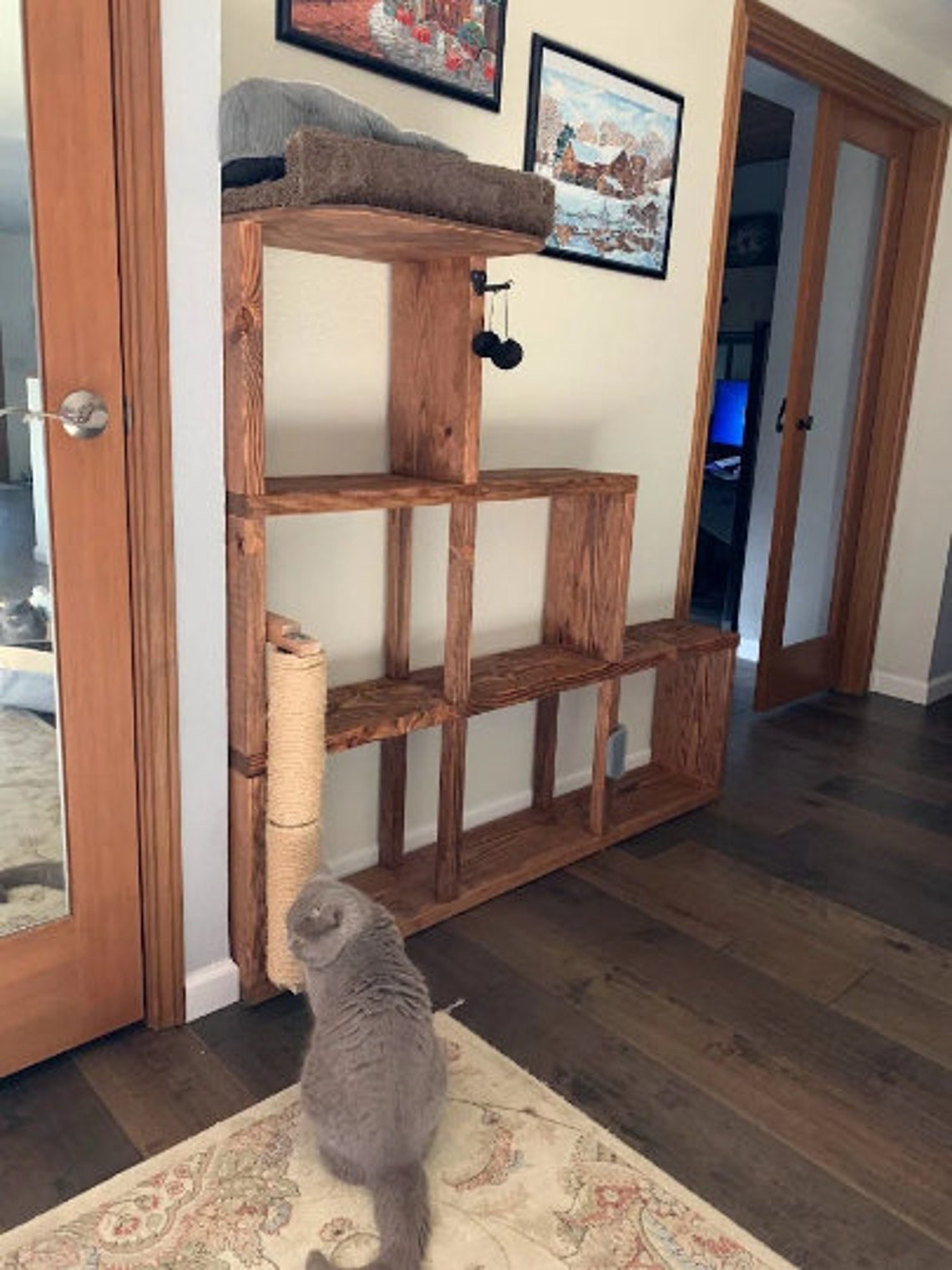 Cat Bed and Scratching Post: Large Wall-mounted Shelf Unit With Cat Bed ...
