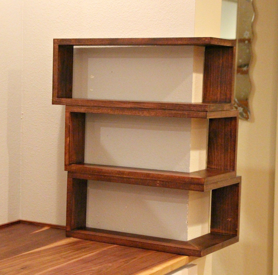 Custom Floating Wrap Around Wall Shelves, Wall Mounted Mitred Corner ...