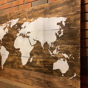 Extra Large 48 Inch Wooden Map, Rustic Wood, World Map Painting, Map of ...