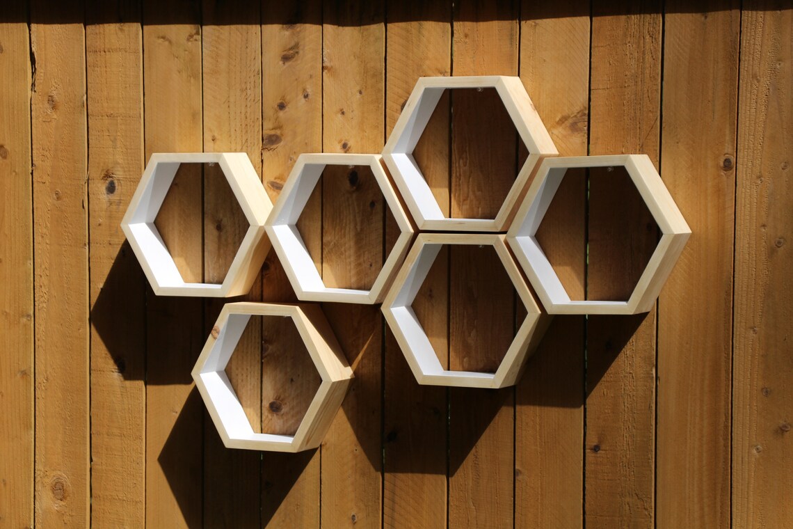 Set of 6 Two Colors Hexagon Shelves Hexagon Shelf Honeycomb | Etsy