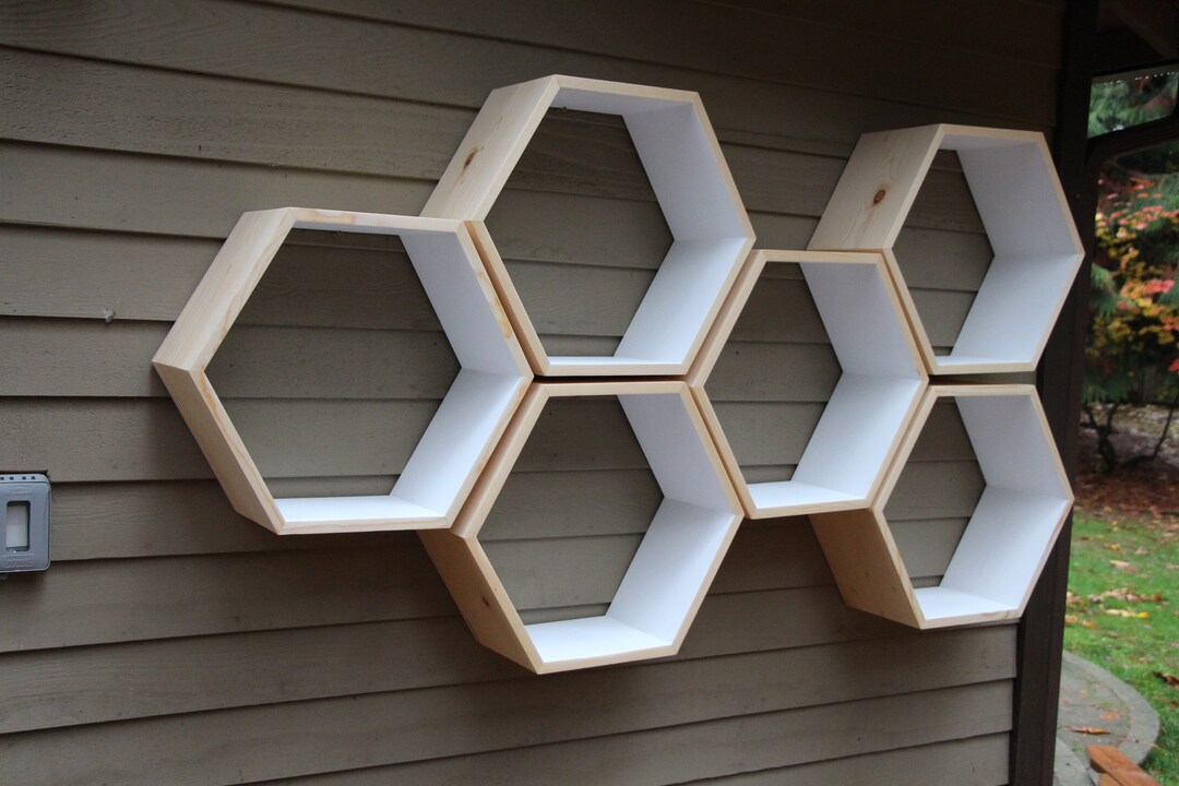 Set of 6 Large Hexagon Shelves, Two Colors, Honeycomb Shelf, Honeycomb ...