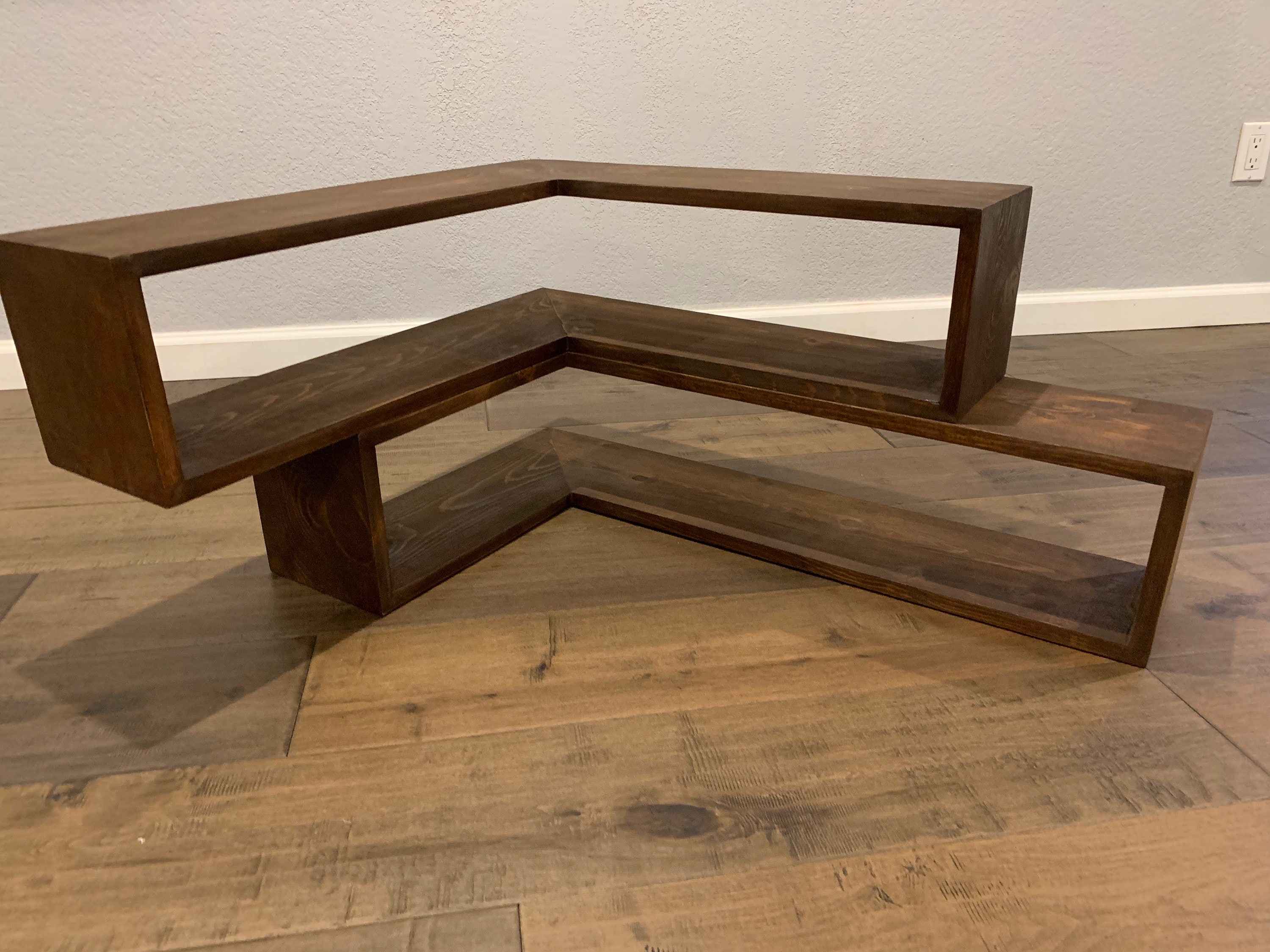 Large Set of 2 Shelves. Modern Corner Shelf. Floating Wrap Around Wall ...