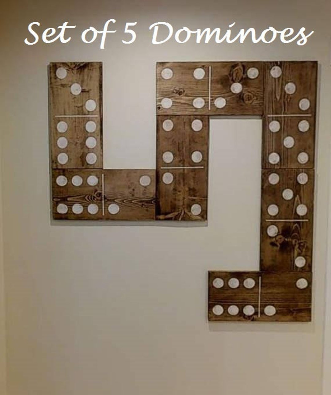 Set of 5, 21" GIANT Dominoes, Large Wooden Domino, Large Wood Wall Art ...