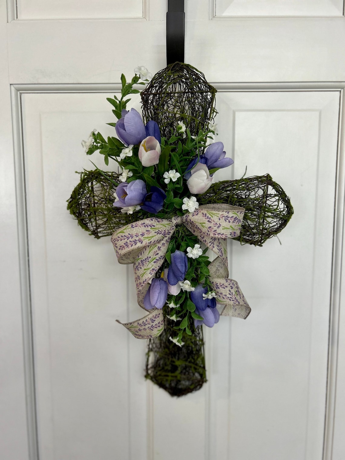 Easter Moss Cross for Front Door Spring Cross Wall Decor - Etsy