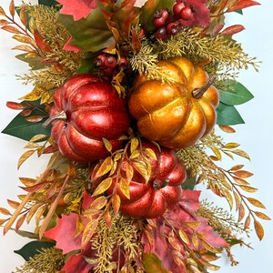 Fall Swag for Front Door, Fall Swag Wreath With Pumpkins, Fall Rustic ...