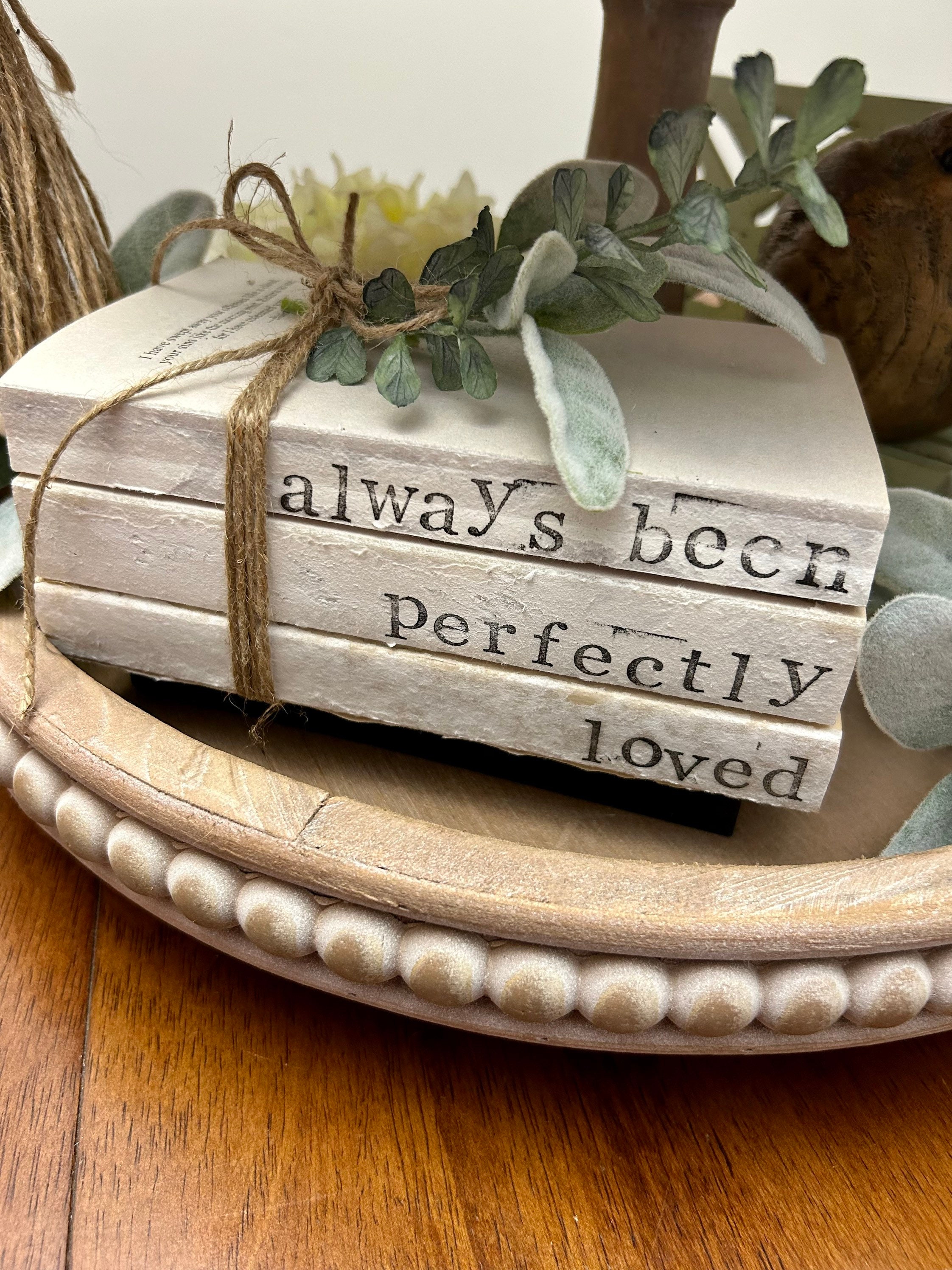 Hand-stamped Farmhouse Book Stack With Christian Lyrics Stack - Etsy