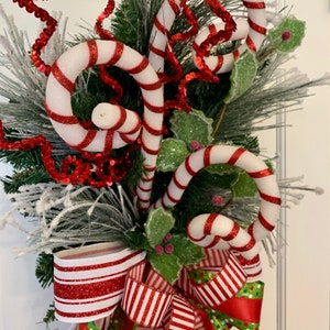 Fun Whimsical Christmas Candy Cane Swag for Front Door, Sparkling ...