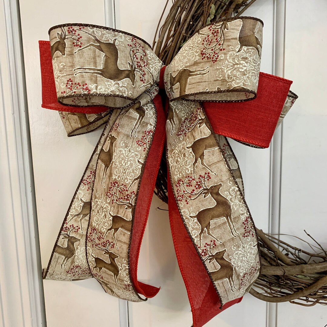 Traditional Reindeer Bow for Wreath Simple Bow for Lantern - Etsy