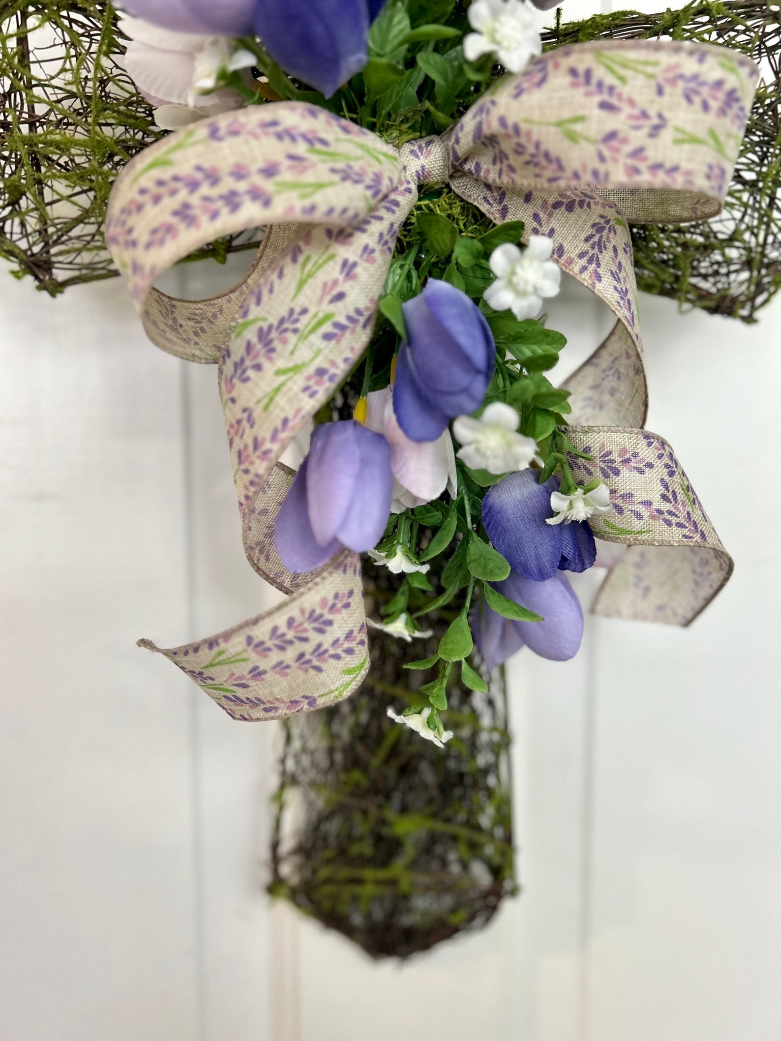 Easter Moss Cross for Front Door Spring Cross Wall Decor - Etsy