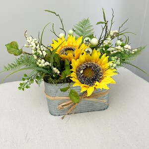 Small Sunflower Centerpiece, Artificial Sunflower Arrangement, Summer ...