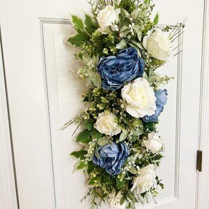 Everyday Blue Hydrangea Swag Wreath for Front Door, Hydrangea Twig Swag ...