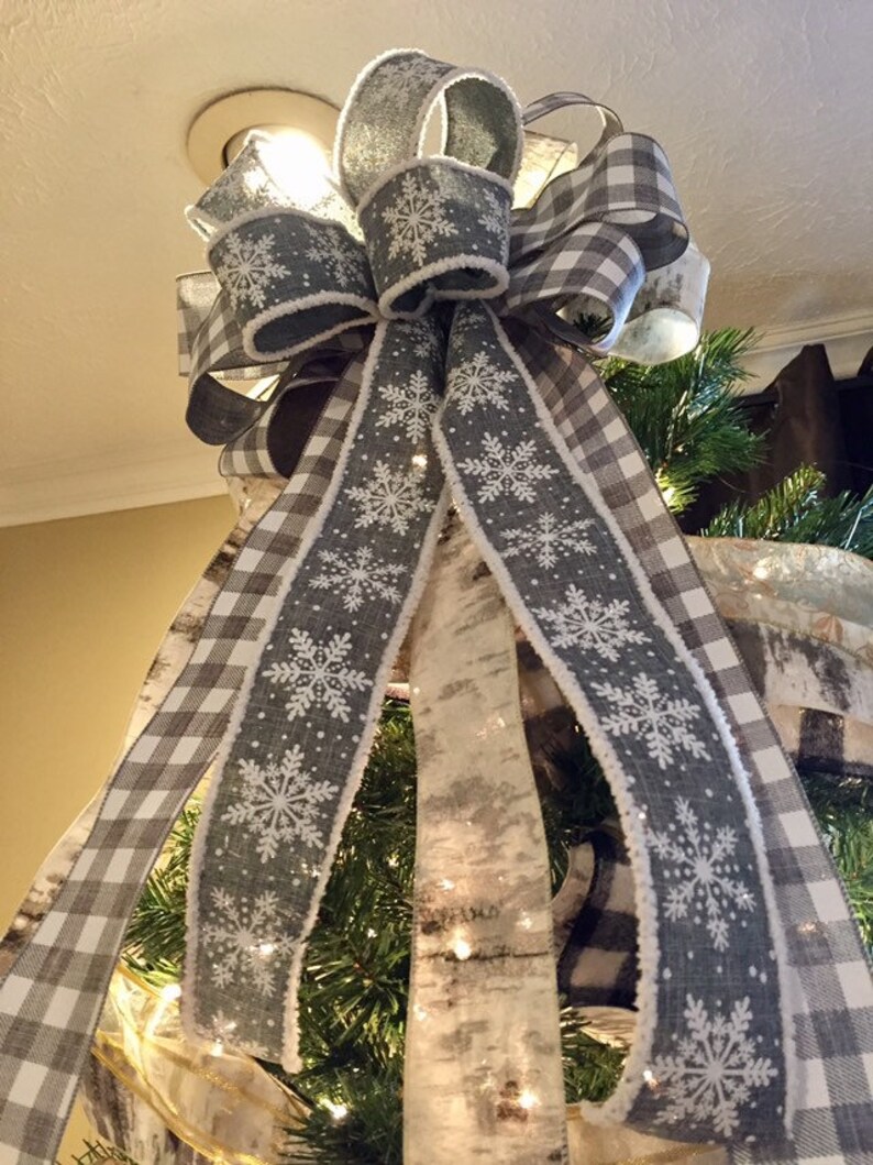 Christmas Tree Topper Buffalo Check Tree Topper Gray - Etsy