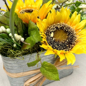 Small Sunflower Centerpiece, Artificial Sunflower Arrangement, Summer ...