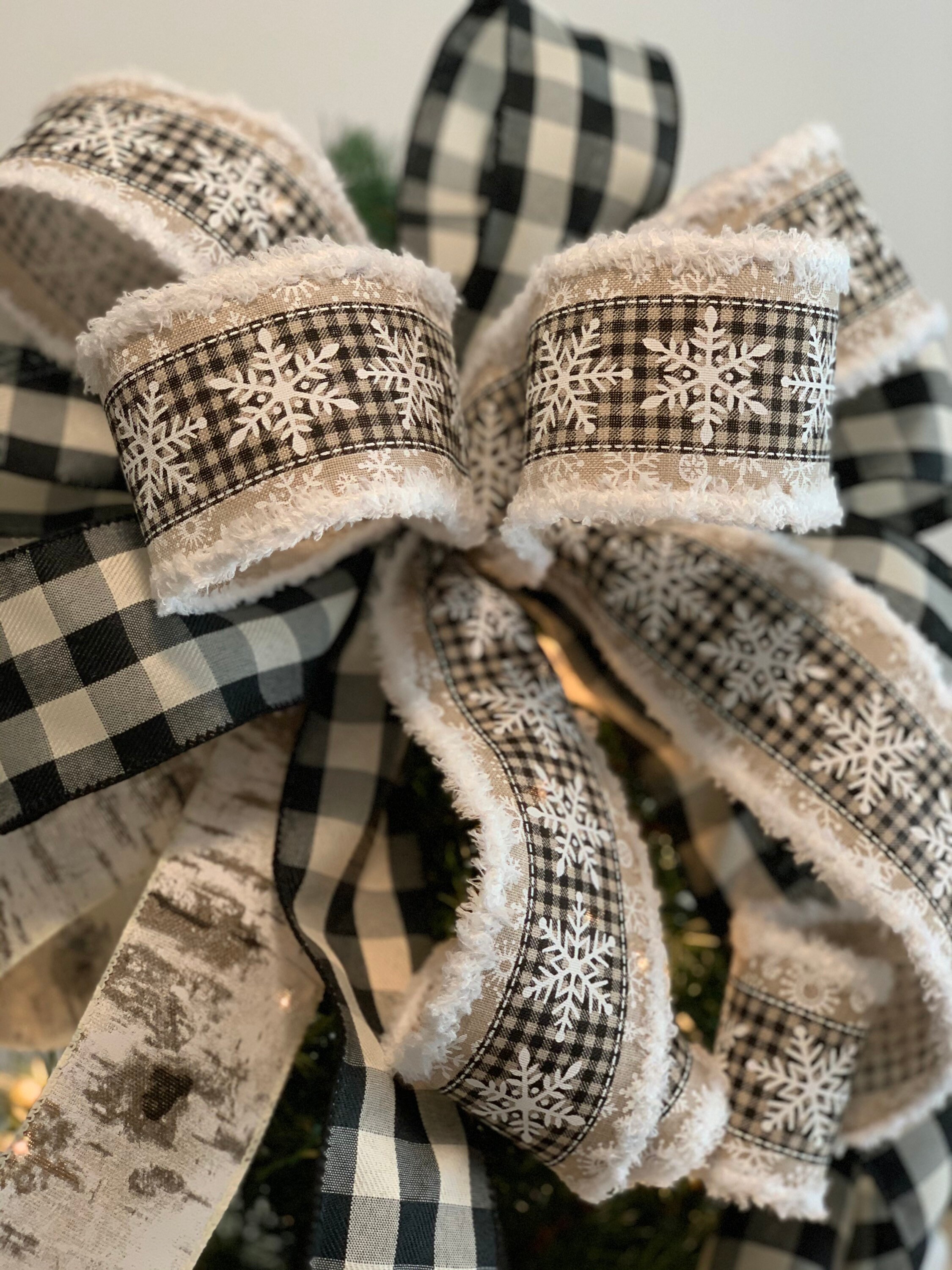 Christmas Tree Bow Topper Buffalo Check XL Lantern Swag XL - Etsy