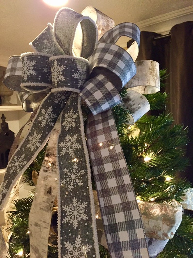 Christmas Tree Topper Buffalo Check Tree Topper Gray - Etsy