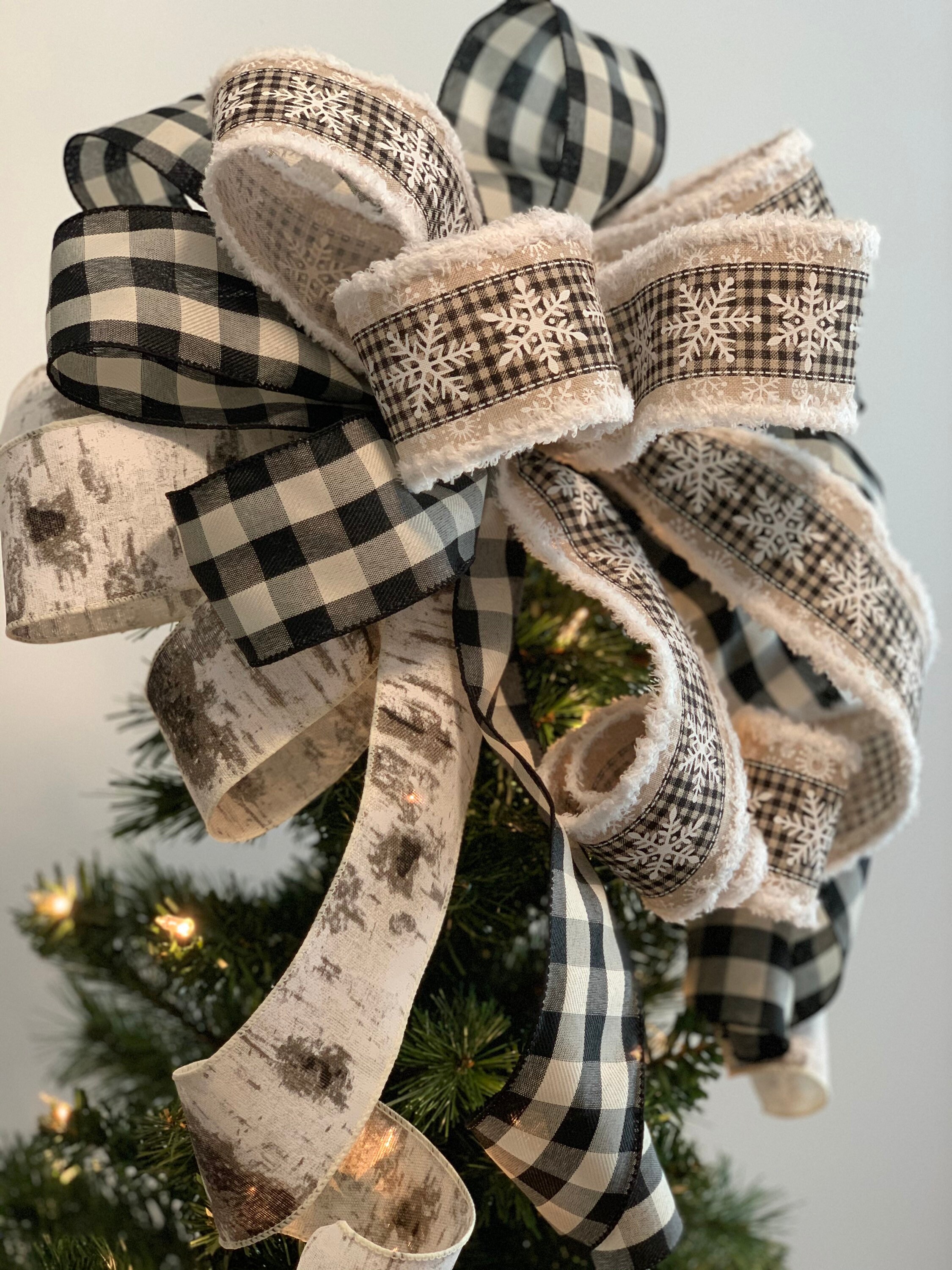 Christmas Tree Bow Topper Buffalo Check XL Lantern Swag XL - Etsy