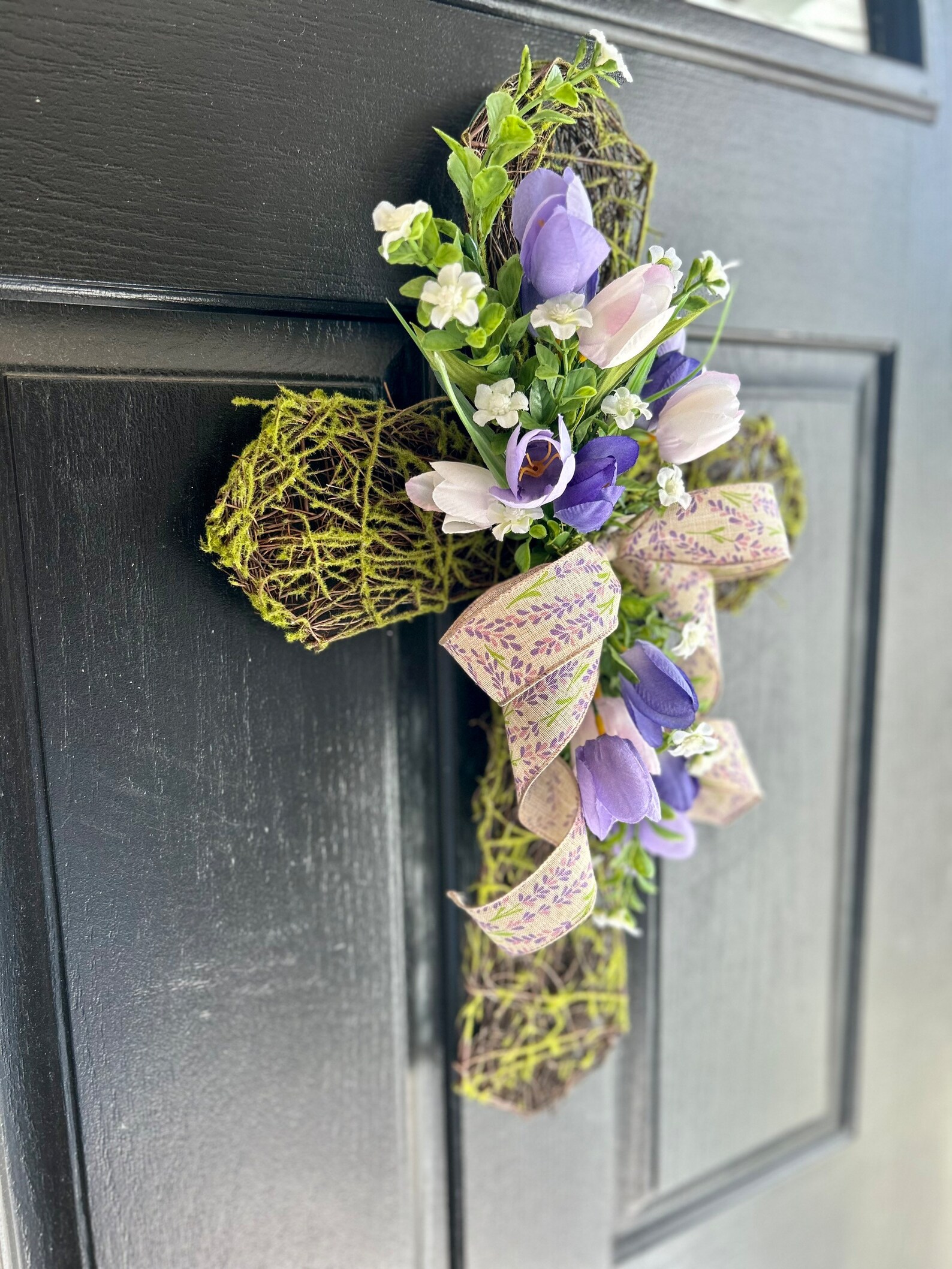 Easter Moss Cross for Front Door Spring Cross Wall Decor - Etsy