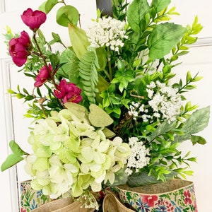 Everyday Hydrangea Swag Wreath for Front Door, Hydrangea Twig Swag ...