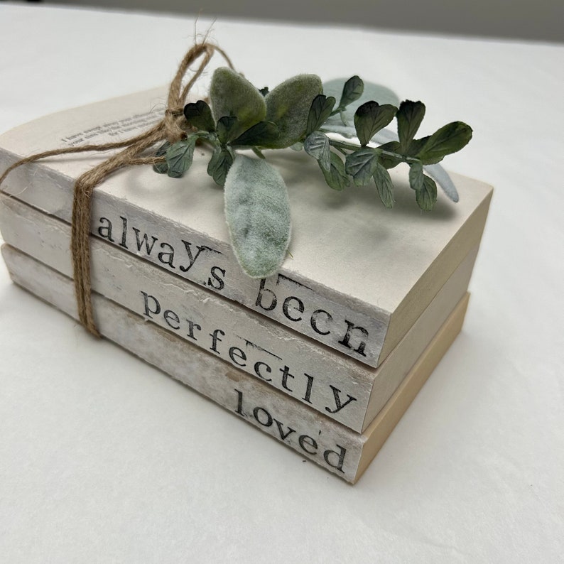 Hand-stamped Farmhouse Book Stack With Christian Lyrics Stack - Etsy
