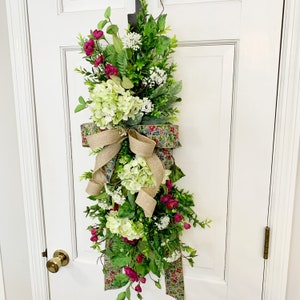 Everyday Hydrangea Swag Wreath for Front Door, Hydrangea Twig Swag ...