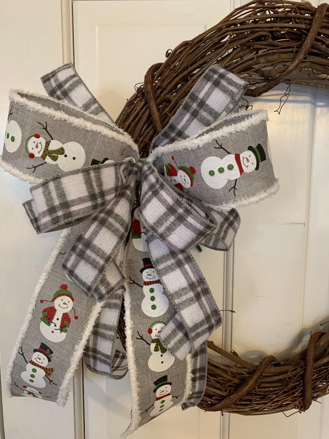 Winter Snowman Bow for Wreath or Lantern Snowman Decor - Etsy