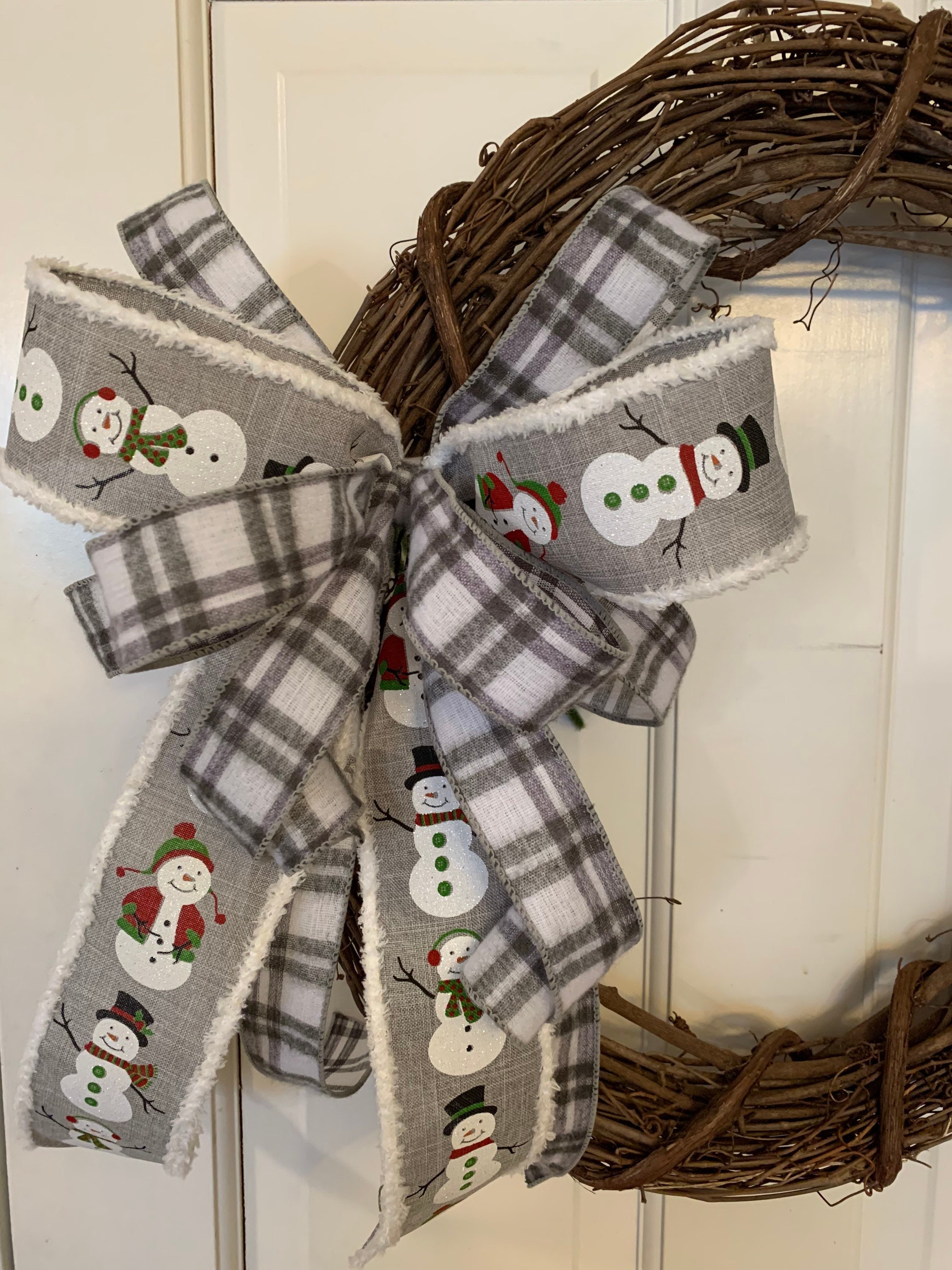 Winter Snowman Bow for Wreath or Lantern Snowman Decor | Etsy