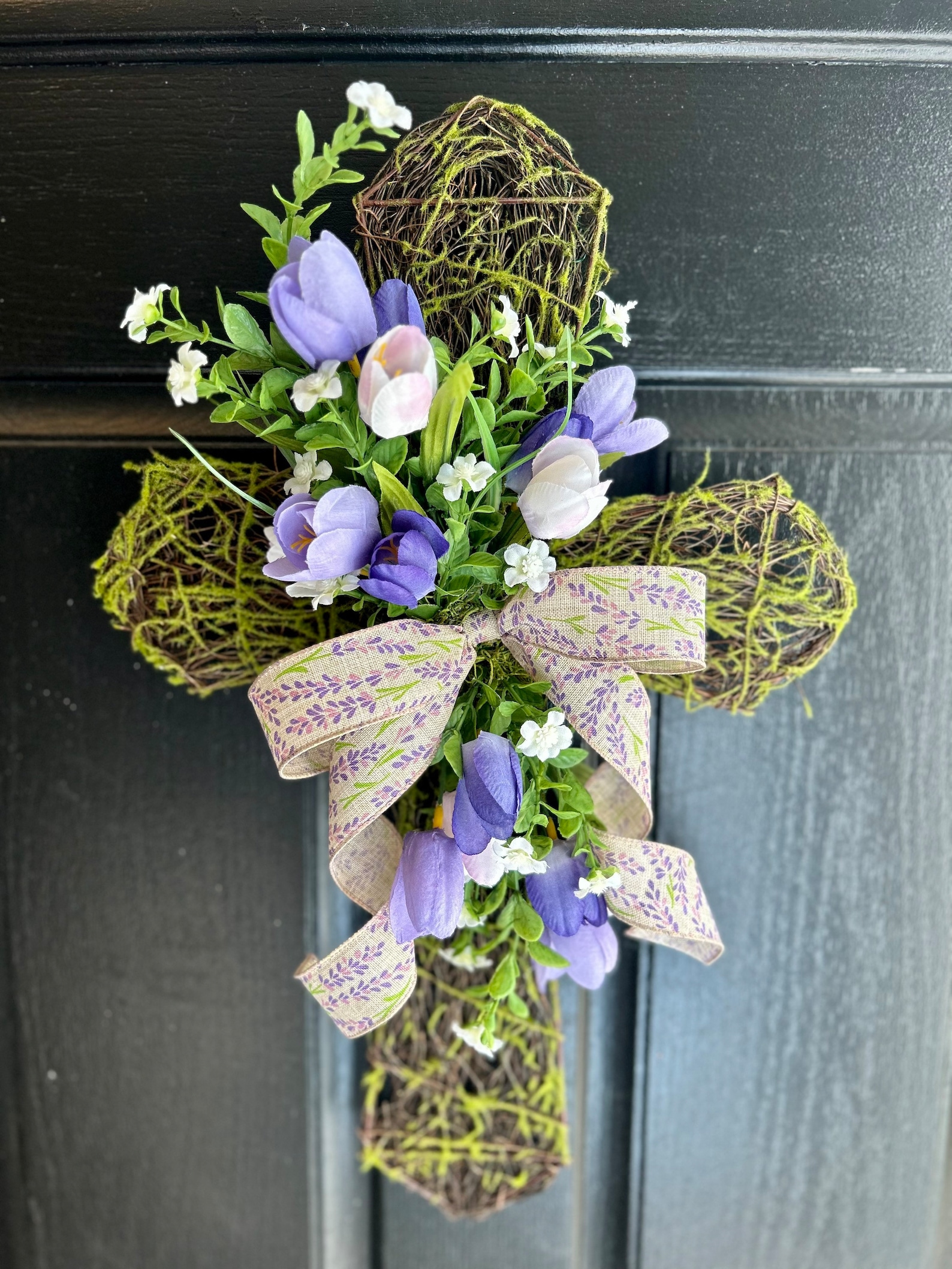 Easter Moss Cross for Front Door Spring Cross Wall Decor - Etsy