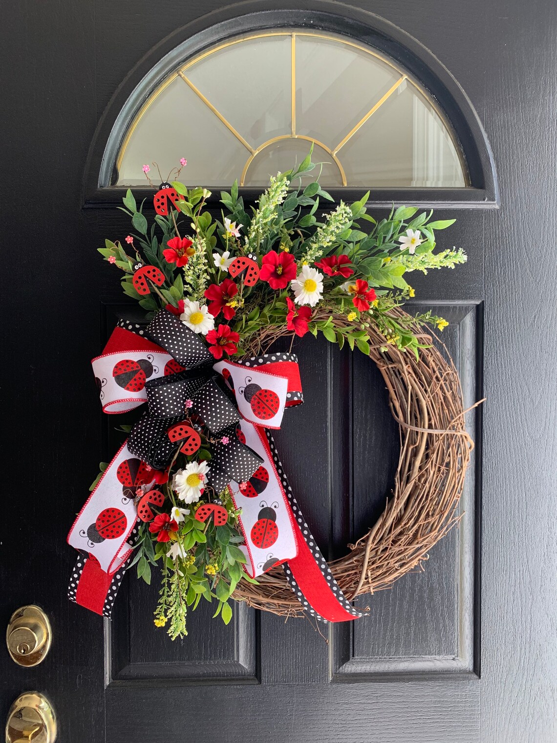 Everyday Ladybug Farmhouse Wreath Rustic Summer Porch Decor - Etsy
