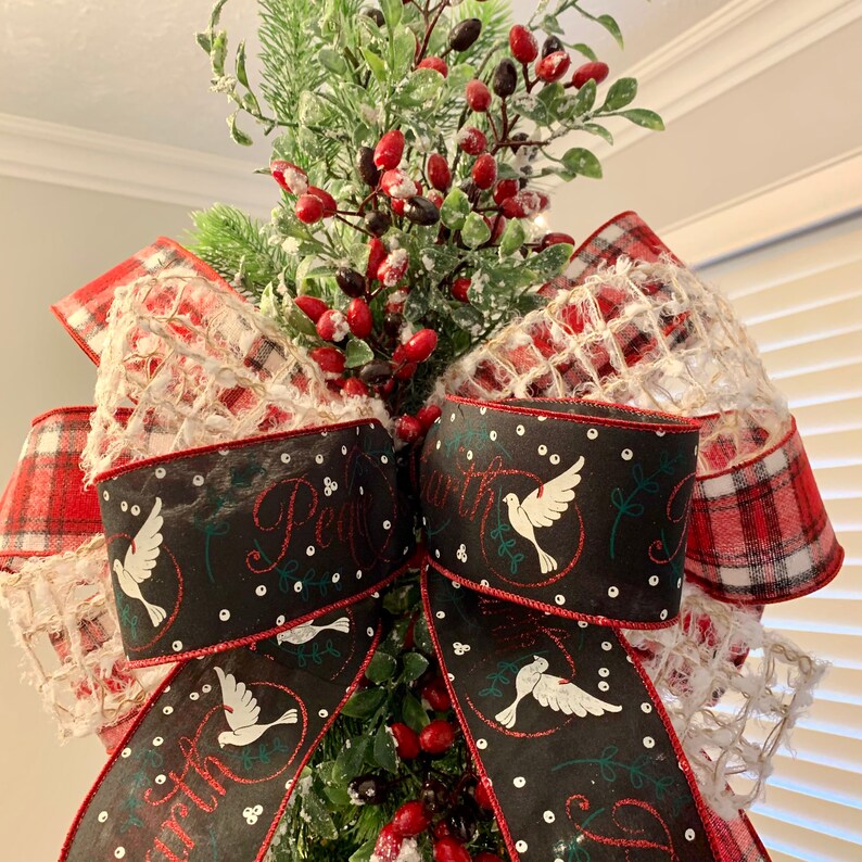 Christmas Tree Topper With Red Berries Holiday Tree Topper - Etsy