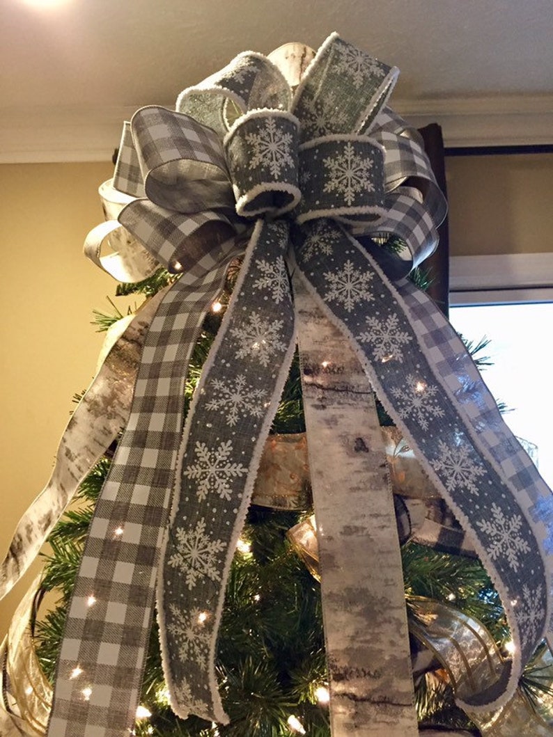 Christmas Tree Topper Buffalo Check Tree Topper Gray - Etsy