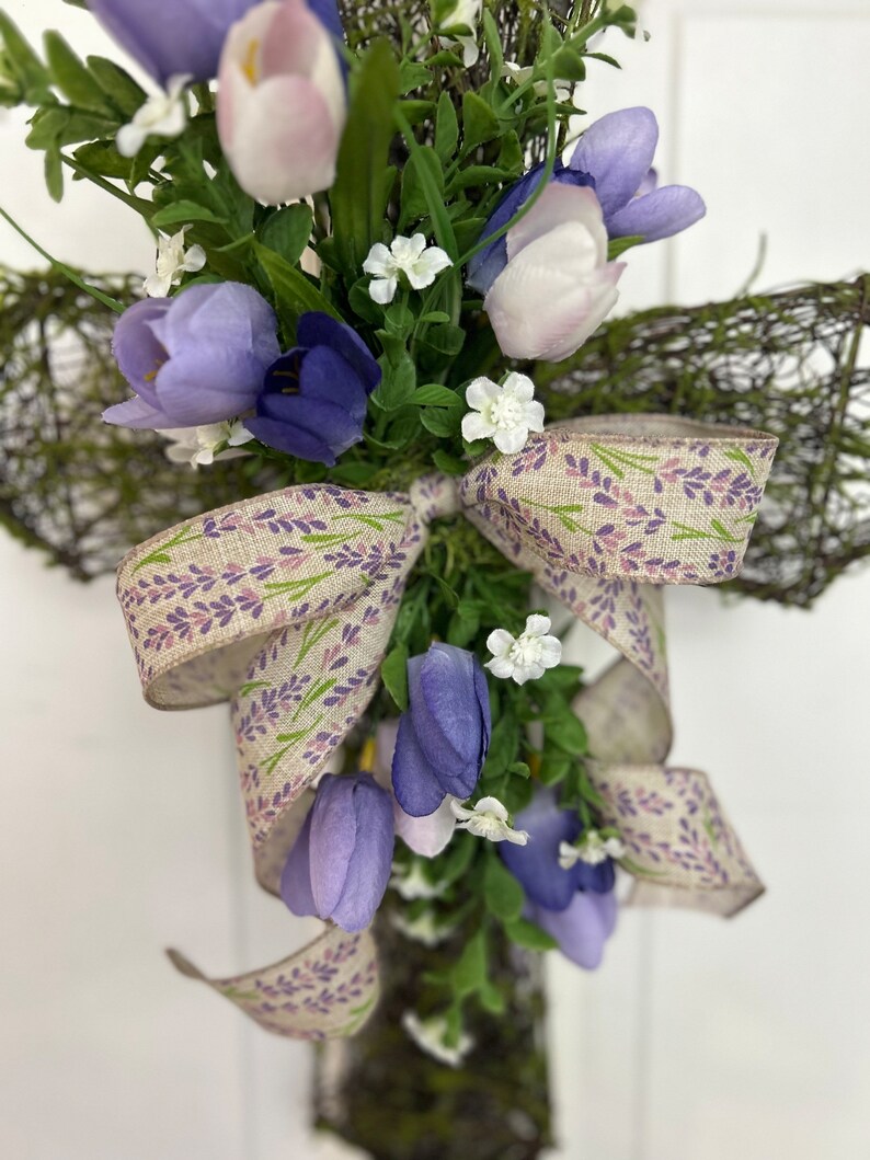 Easter Moss Cross for Front Door Spring Cross Wall Decor - Etsy