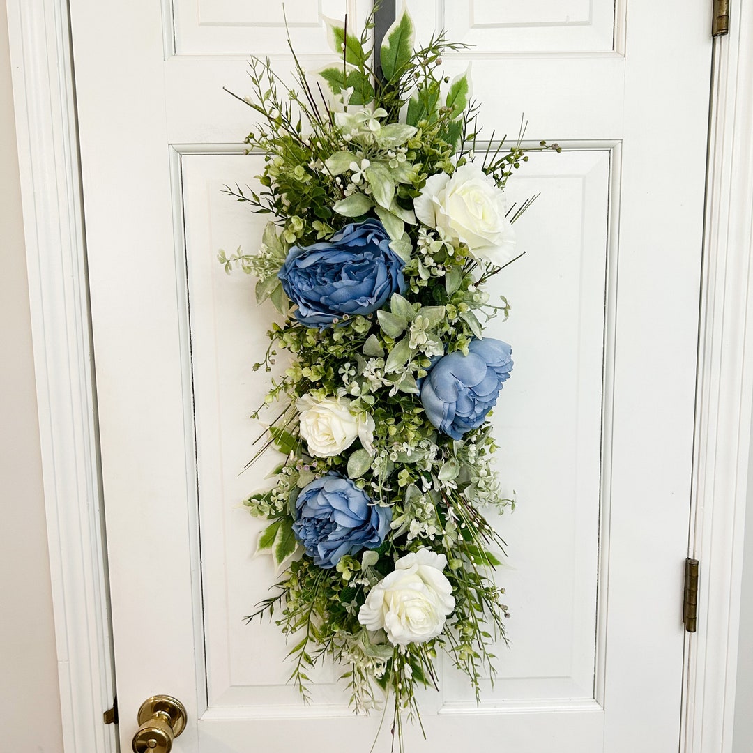 Everyday Blue Hydrangea Swag Wreath for Front Door Hydrangea - Etsy