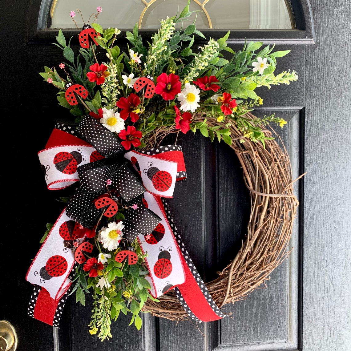 Everyday Ladybug Farmhouse Wreath Rustic Summer Porch Decor - Etsy