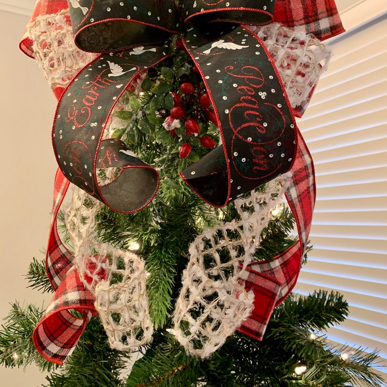 Christmas Tree Topper With Red Berries Holiday Tree Topper - Etsy